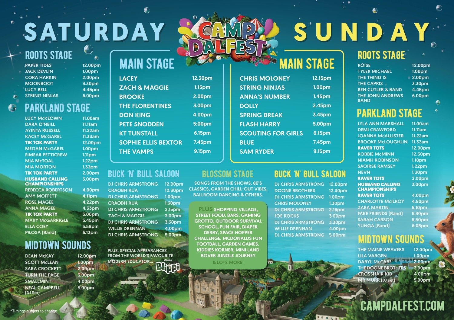 Camp Dalfest 2023 Line-up, Stages and Set Times - Chordblossom